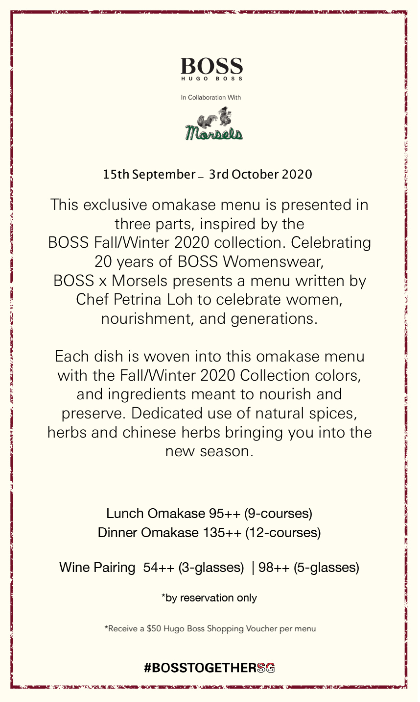 Menu | MORSELS by Chef Petrina Loh
